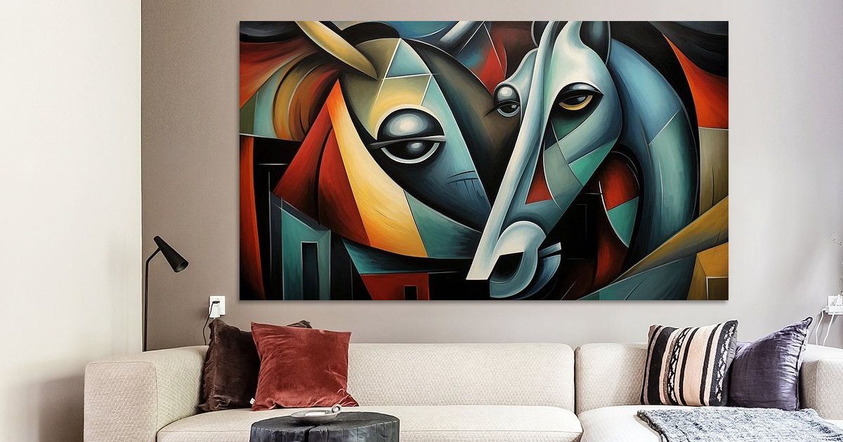 Abstracte ezels kubisme panorama van TheXclusive Art op canvas, behang en meer